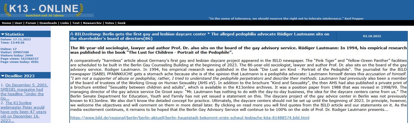 GERMANY: Pedophile Advocate Leading "Queer" Group, Promoting ...